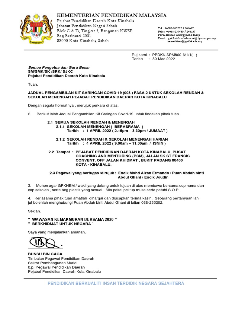 Fasa 2 - Surat Ambil Kit 003 Tahun 2022 (PCM) | PDF