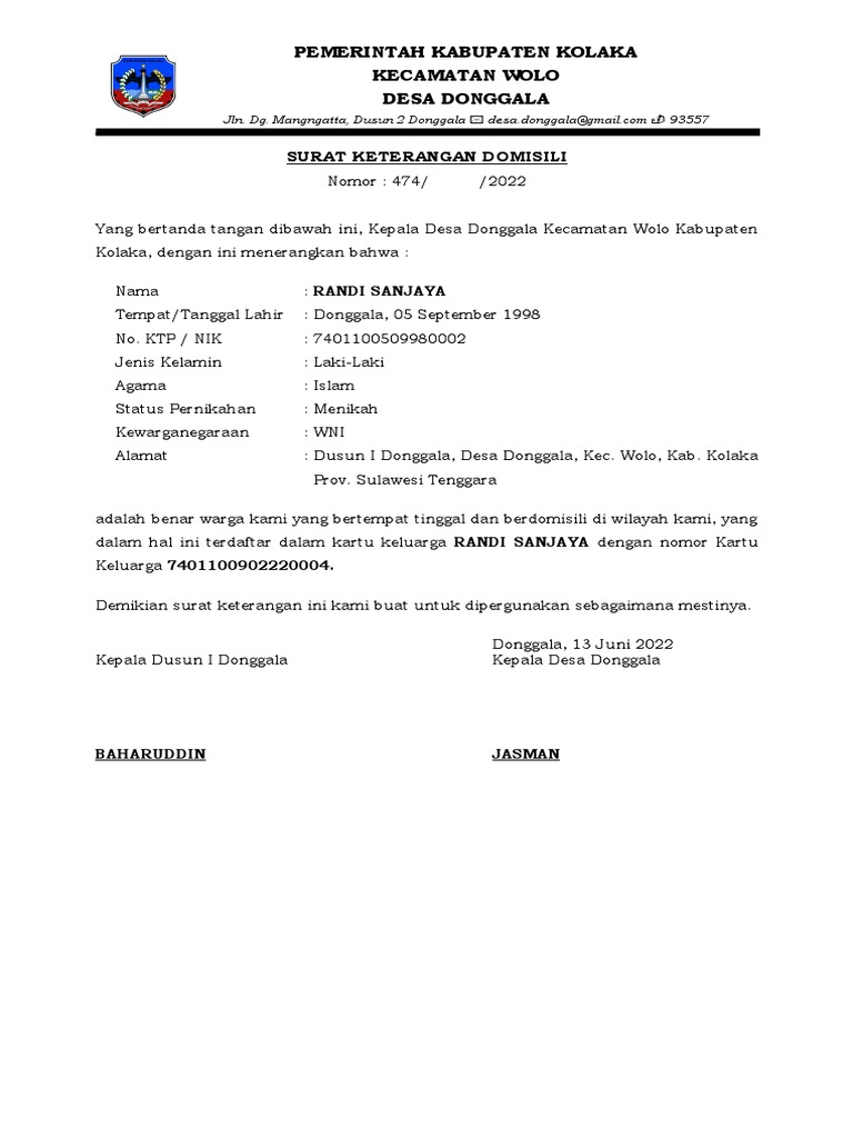 Surat Domisili | PDF