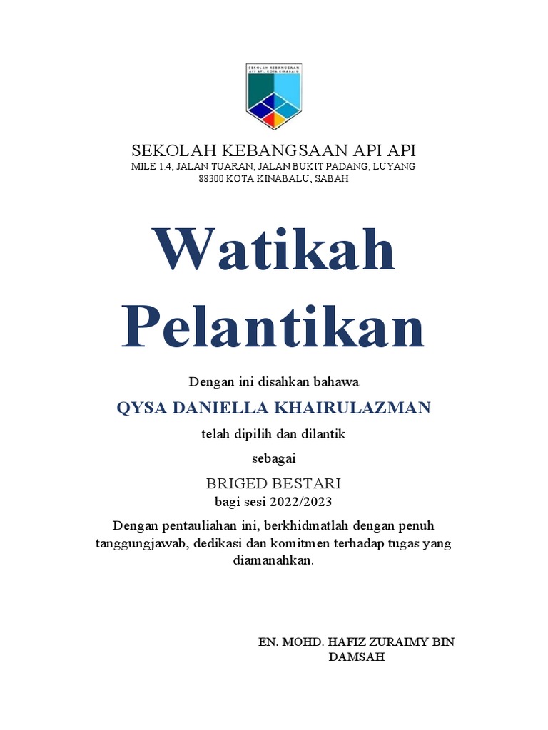 Pelantikan Briged Bestari SK Api Api | PDF
