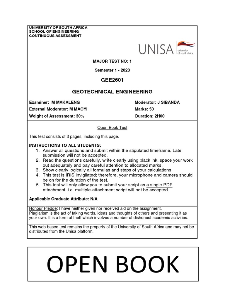 Open Book: GEE2601 Geotechnical Engineering | PDF | Earth Sciences | Applied And ...