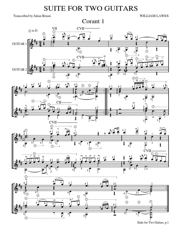 William Lawes - Suite For Two Guitars | PDF
