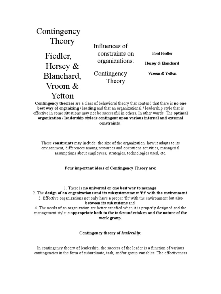 Contingency Theory | PDF | Leadership | Social Psychology