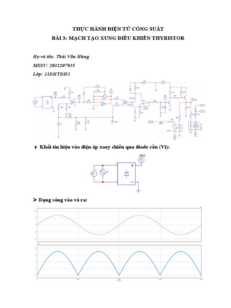 Thực Hành Điện Tử Công Suất Bài 3: Mạch Tạo Xung Điều Khiển Thyristor | PDF