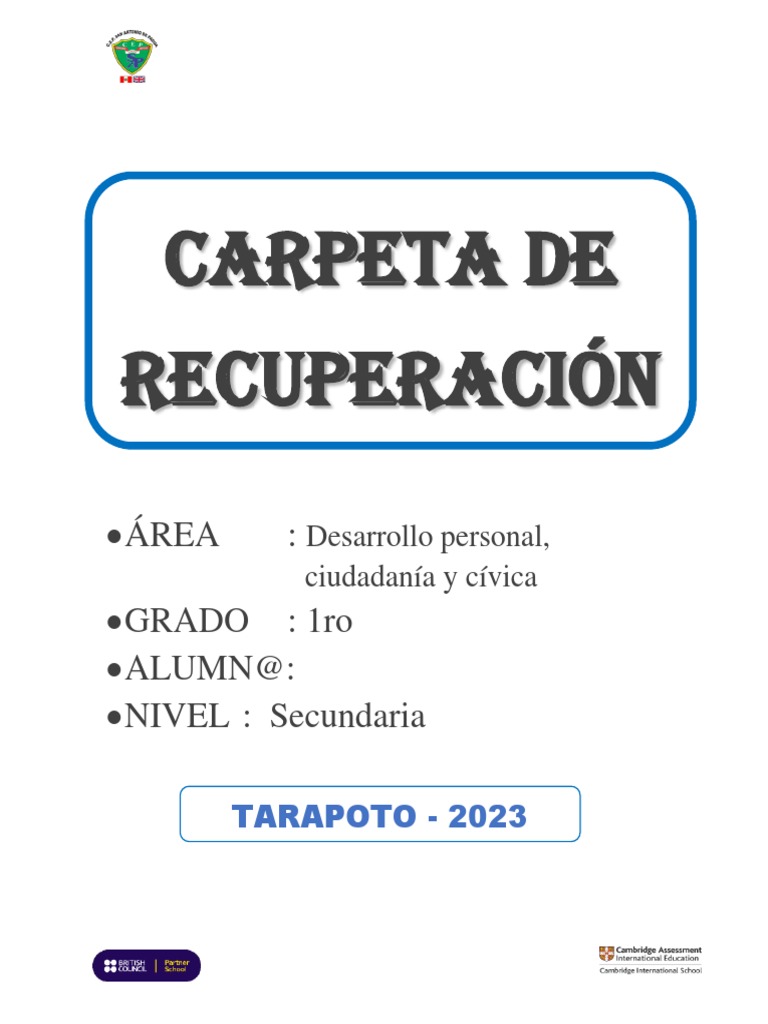 Carpeta de Recuperación: Área: GRADO: 1ro Alumn@: NIVEL: Secundaria | PDF | Democracia ...