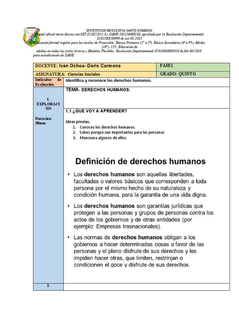derechos humanos grado Quinto | PDF | Libertad de expresión | Derechos ...
