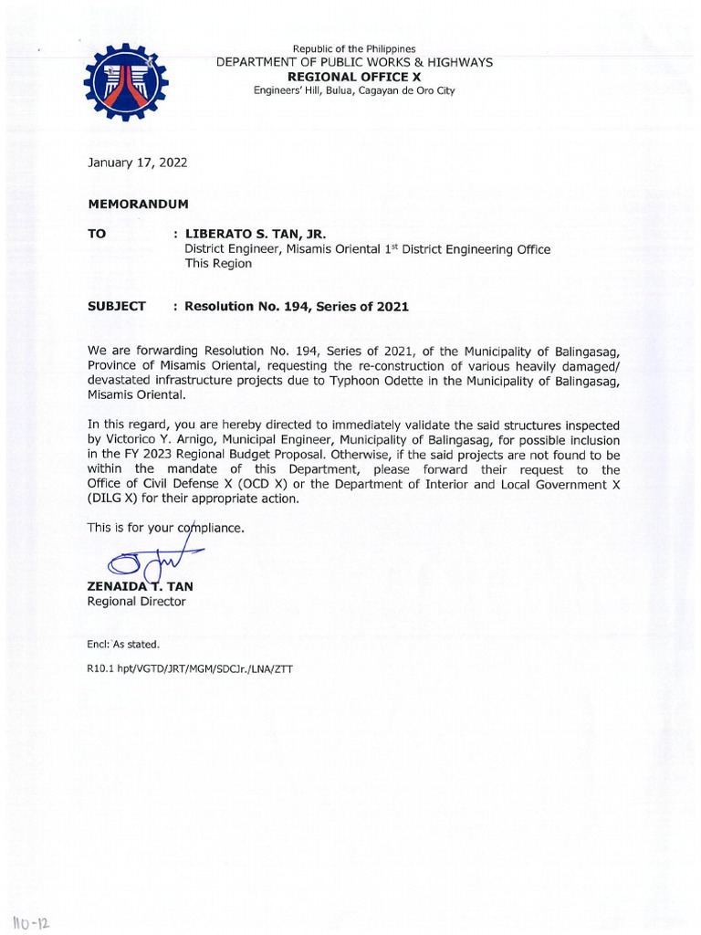 Liberato S. Tan, JR Resolution No. 194, Series of 2021 | PDF