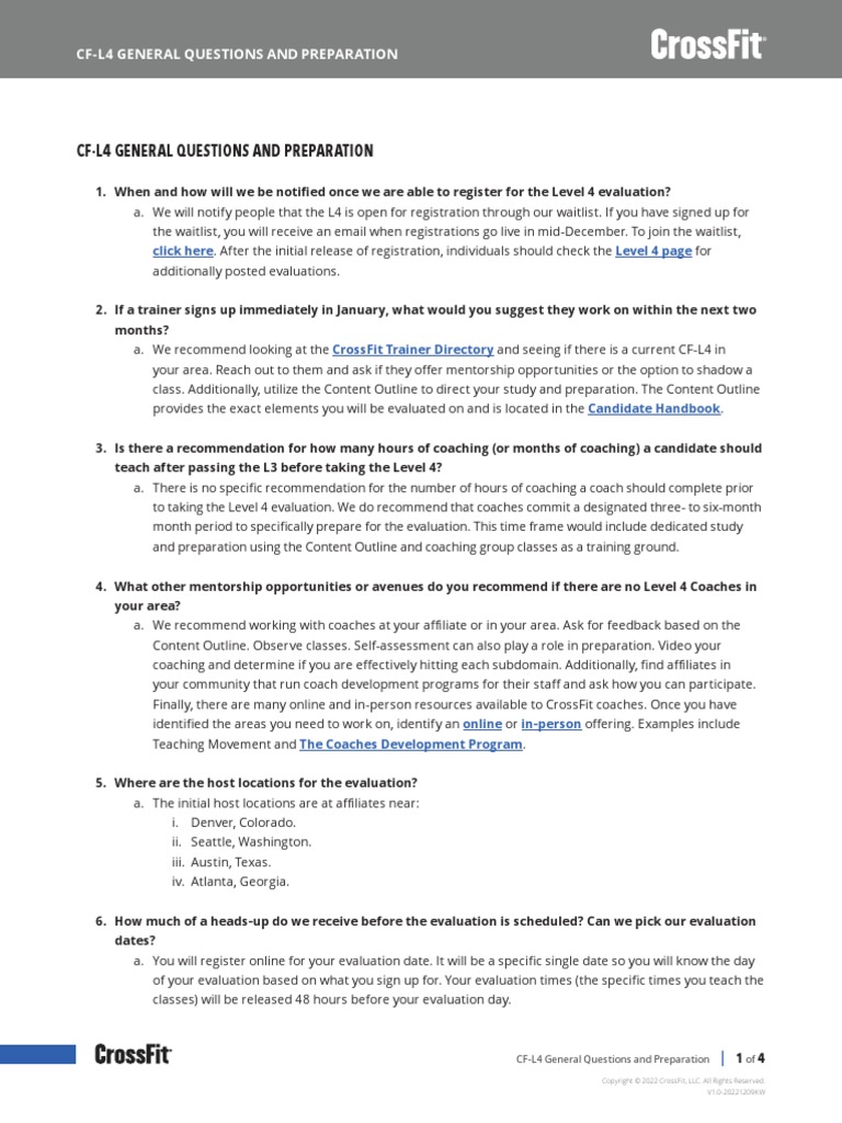Cf-L4 General Questions and Preparation | PDF | Evaluation