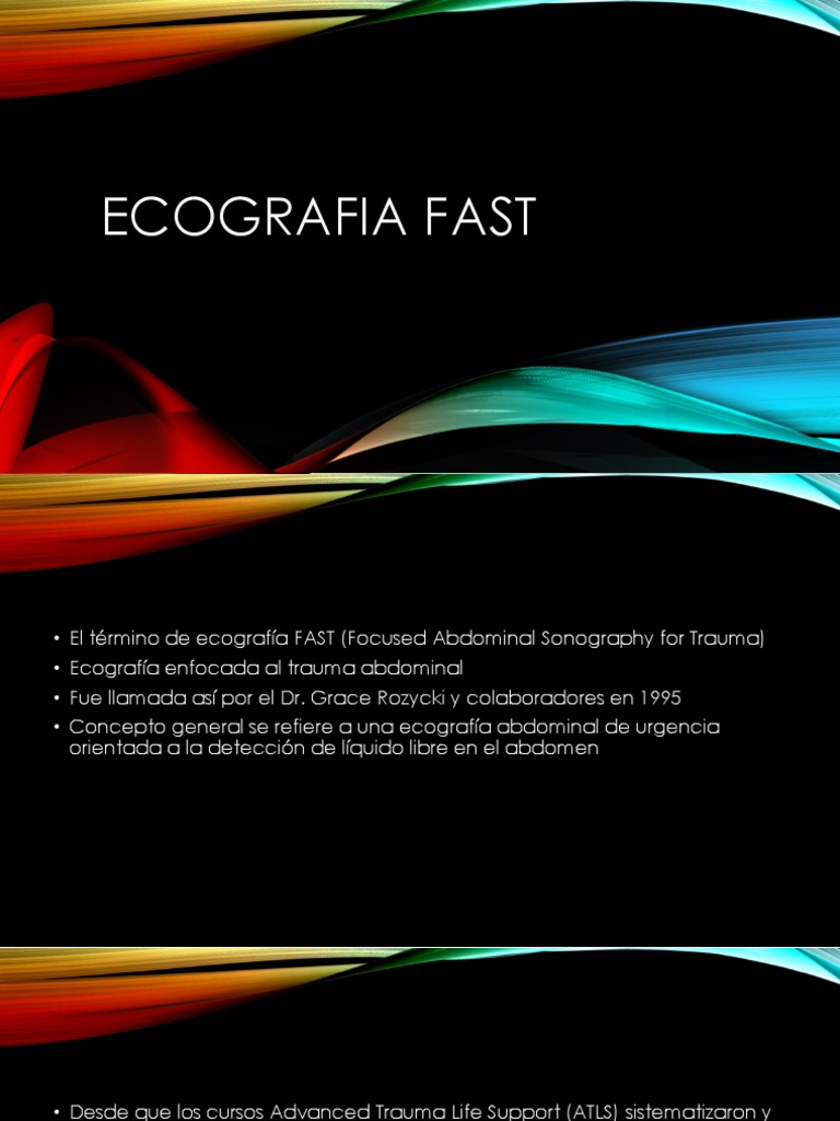 Ecografía FAST en Trauma Abdominal | PDF | Ultrasonido médico | Ultrasonido