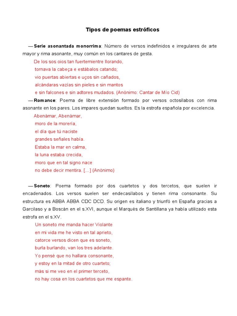 Tipos de Poemas Estróficos | PDF