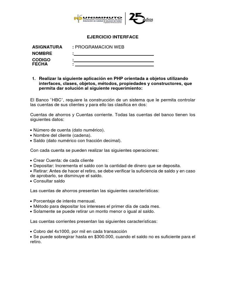 Ejercicio Interface | PDF