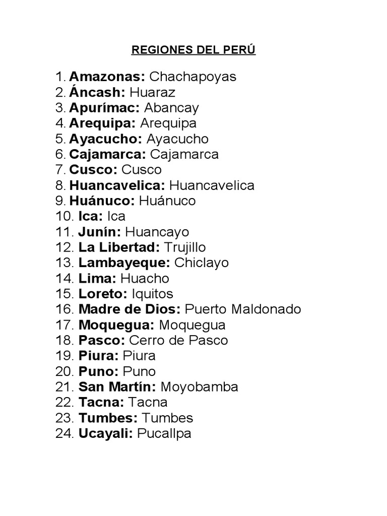 Regiones Del Perú | PDF
