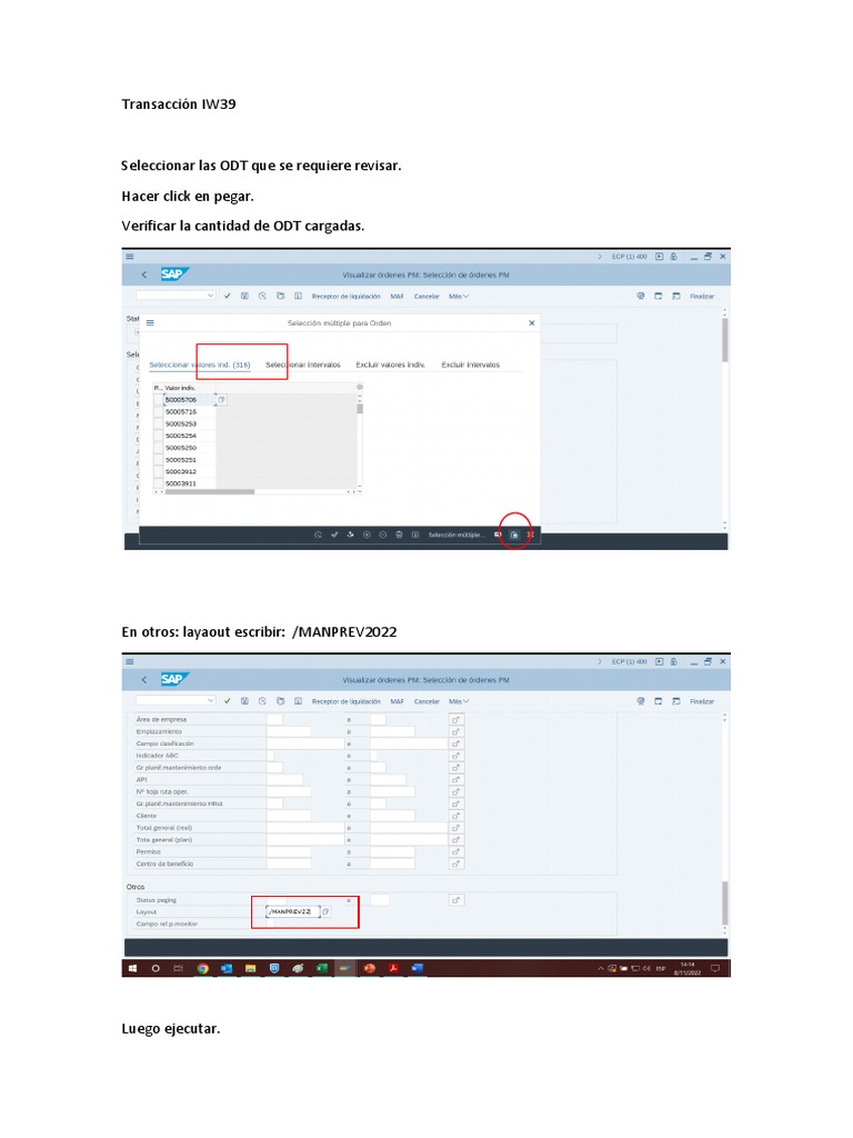 Transacción IW39 | PDF