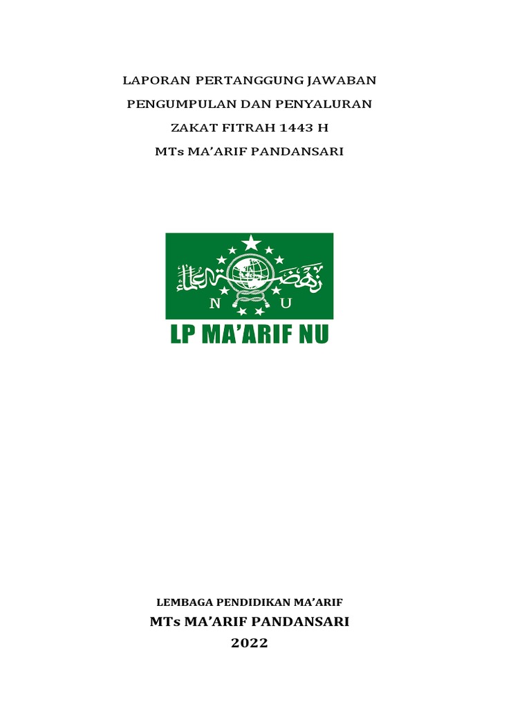 Laporan Pertanggungjawaban Pengumpulan dan Penyaluran Zakat Fitrah MTs ... Laporan Pertanggungjawaban Pengumpulan dan Penyaluran Zakat Fitrah MTs ...