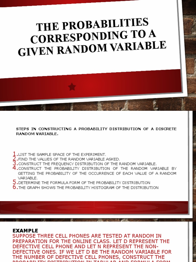 The Probabilities Corresponding To A Given Random Variable | Download Free PDF | Probability ...
