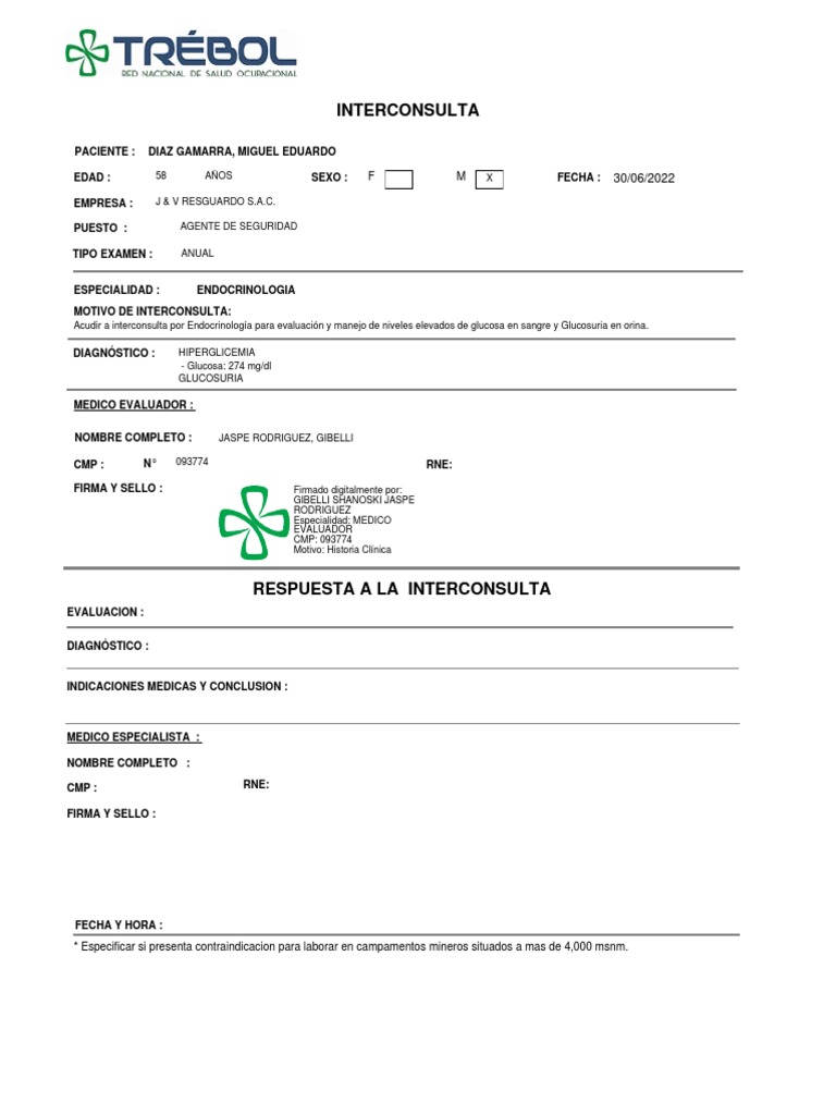 Interconsulta | PDF | Medicina CLINICA | Especialidades Medicas