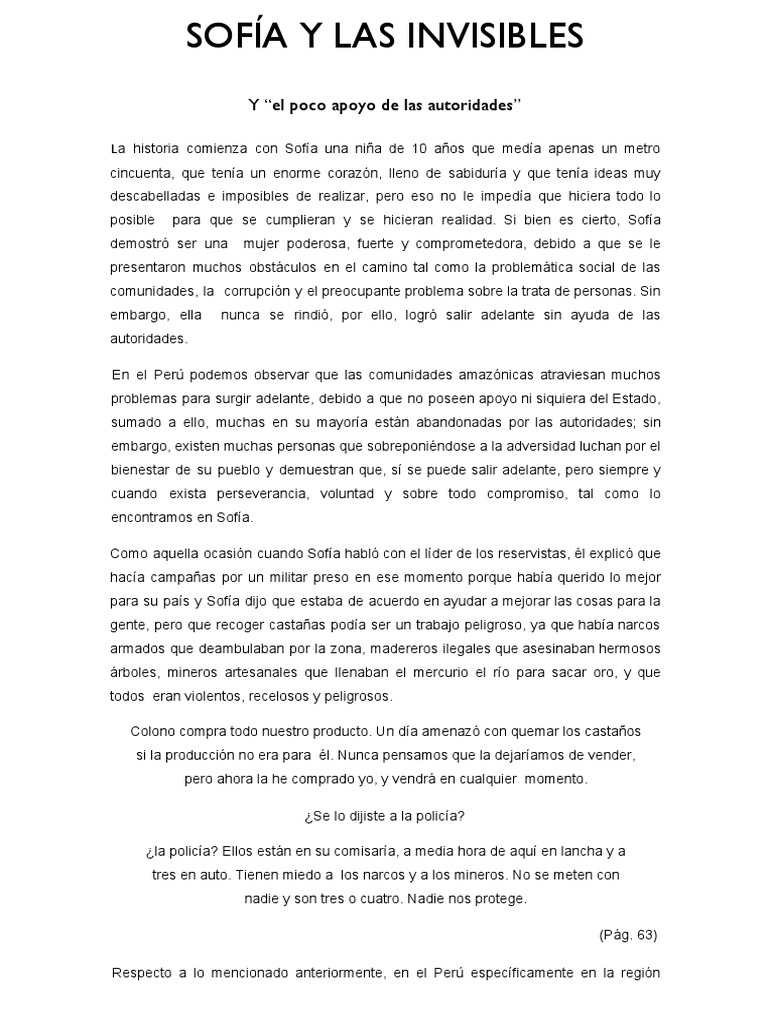 Sofía y Las Invisibles Ensayo | PDF | Perú | Pobreza