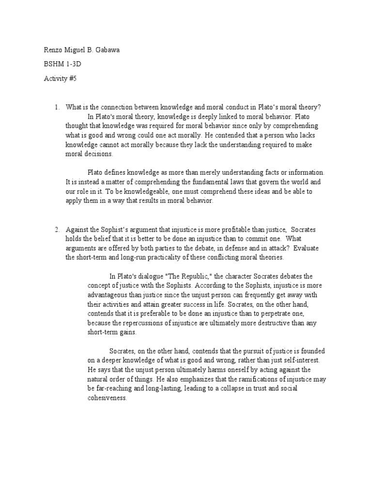 What Is The Connection Between Knowledge and Moral Conduct in Plato S ...