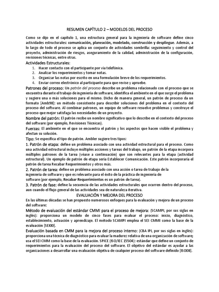 Resumen Capitulo 2 | PDF | Software | Ingeniería de software