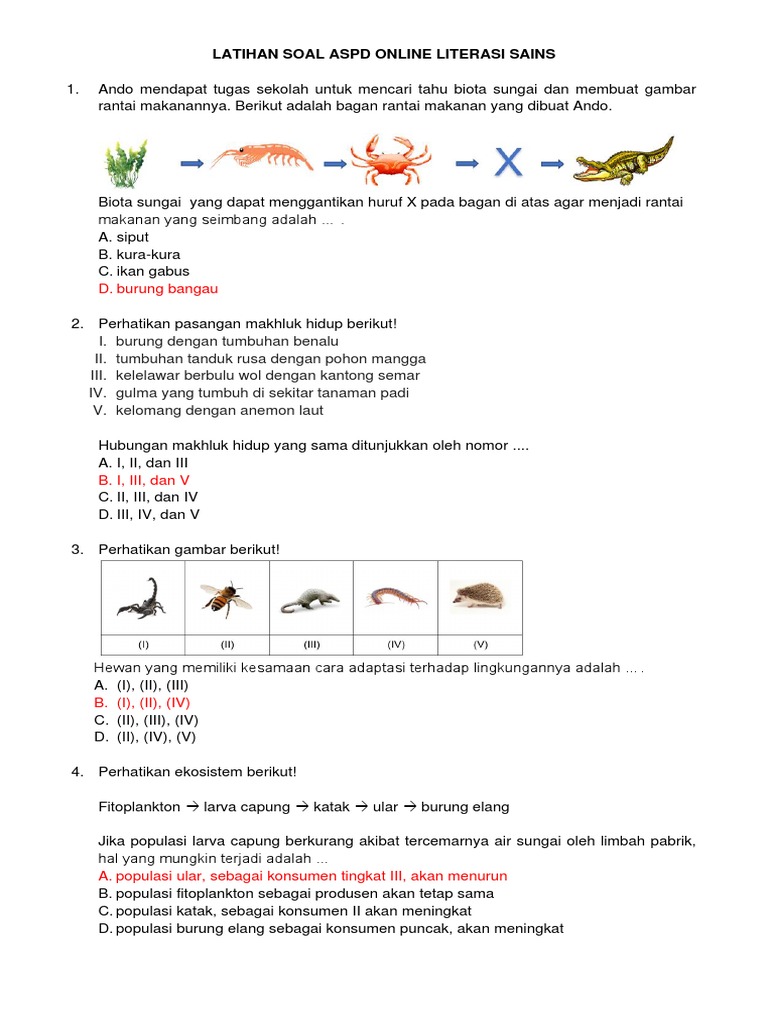 Latihan Soal Aspd Online Literasi Sains Kelas 6 | PDF