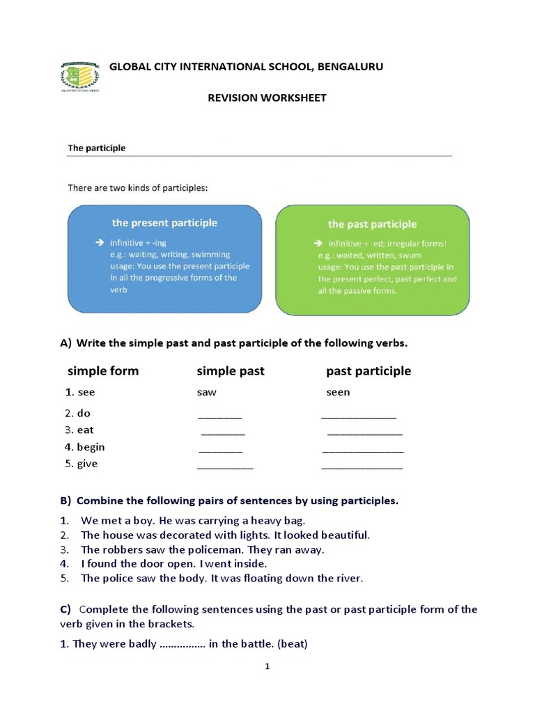 Non Finite Verbs - Revision Worksheet | PDF | Verb | Linguistic Typology