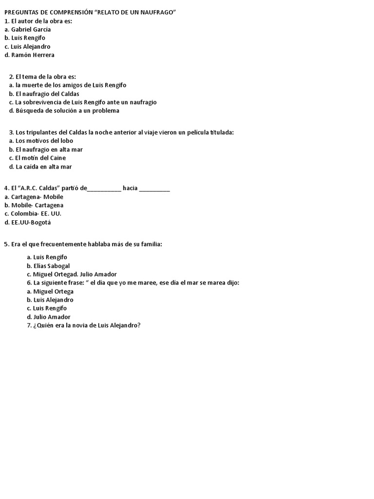 PREGUNTAS DE COMPRENSIÓN | PDF