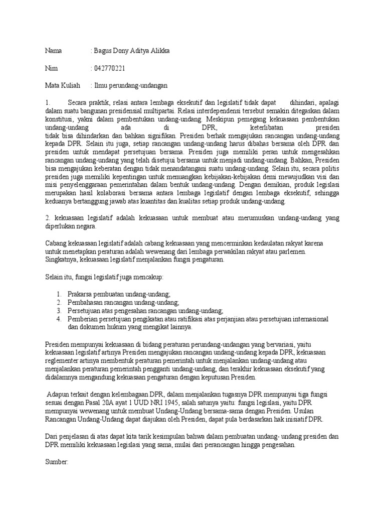Tugas 2 Ilmu Perundang-Undangan | PDF