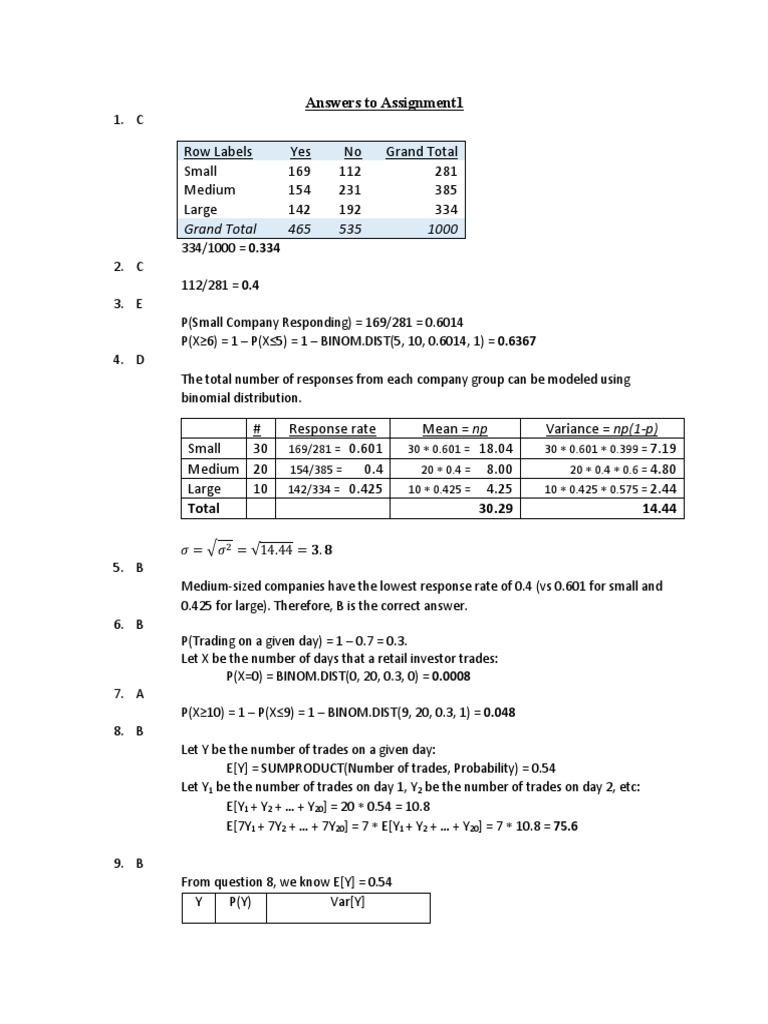 Assignment1 - Solution Managerial Statistics | PDF | Statistics | Statistical Theory