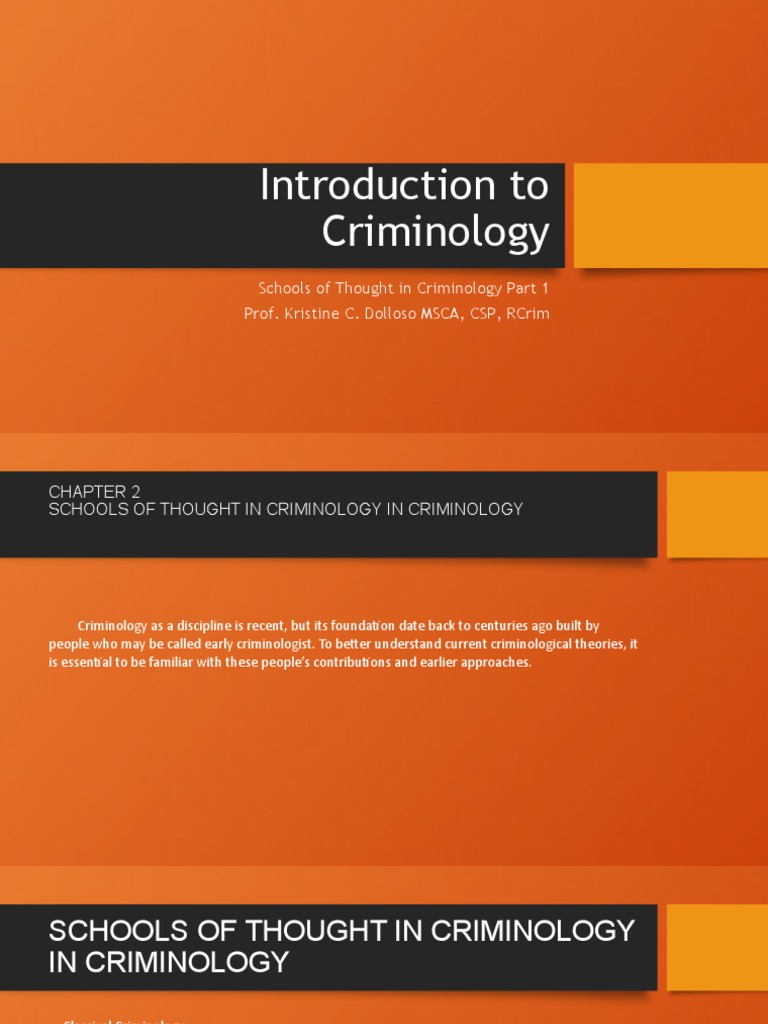 Chapter 2 PT 1 - Schools of Thought | PDF | Criminology | Positivism