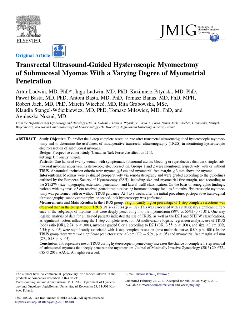 宫腔镜-Transrectal Ultrasound-Guided Hysteroscopic Myomectomy of ... 宫腔镜-Transrectal Ultrasound-Guided Hysteroscopic Myomectomy of ...