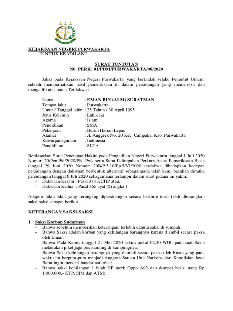 Contoh Surat Tuntutan | PDF