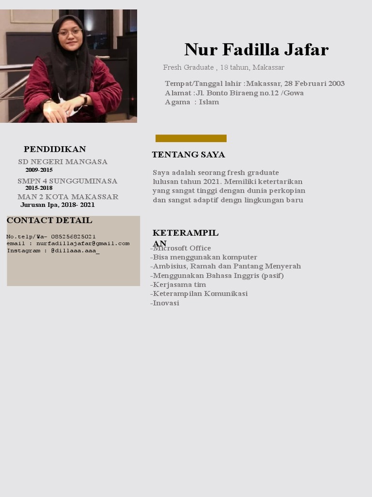 Contoh CV Barista Terbaru Creative Keren Dan Sederhana | PDF