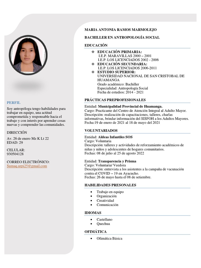 CURRICULUM VITAE Completo Maria | PDF | Perú