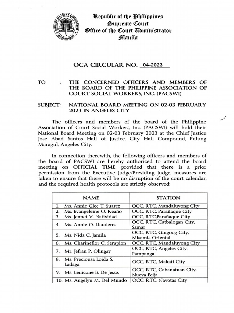 OCA Circular No. 04 2023 | PDF