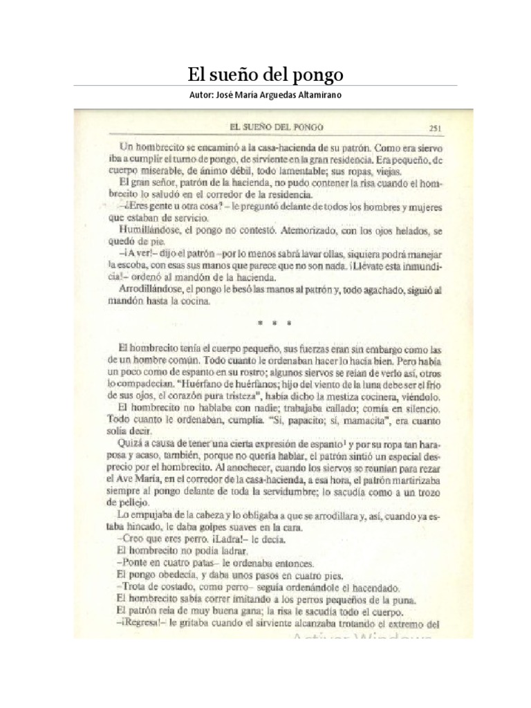 El Sueño Del Pongo FICHA DE ANÁLISIS | PDF