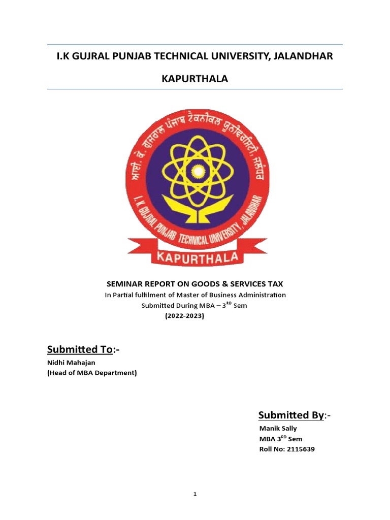 I.K Gujral Punjab Technical University, Jalandhar Kapurthala | PDF | Value Added Tax | Taxes