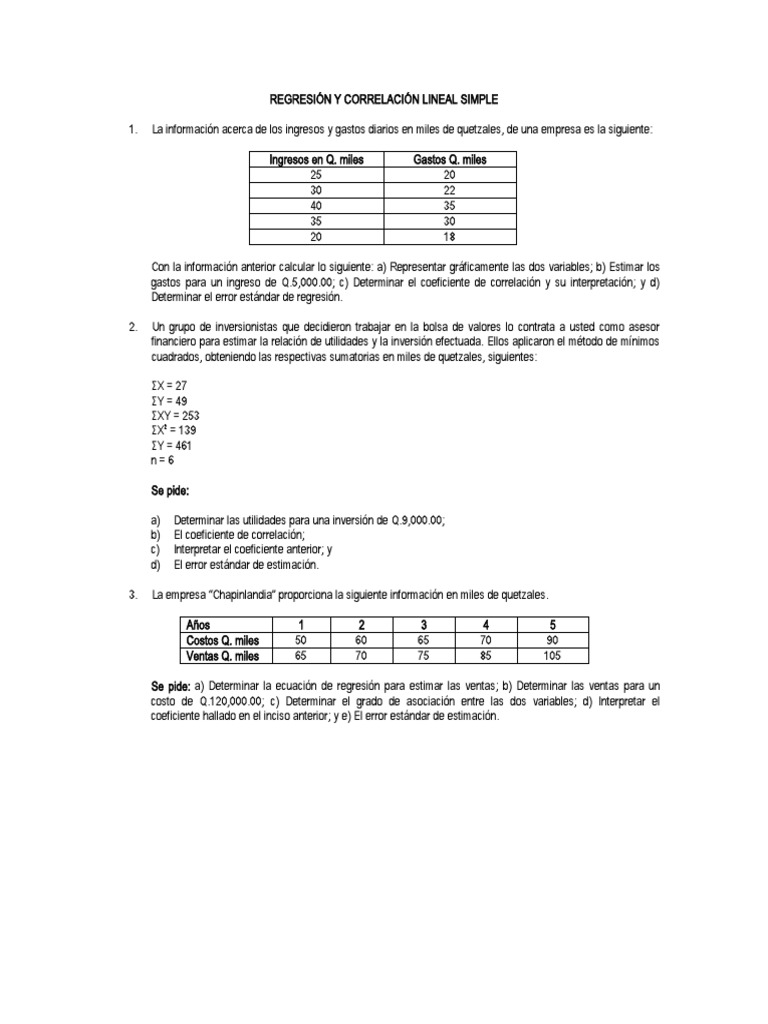Regresión y Correlación Lineal Simple | PDF
