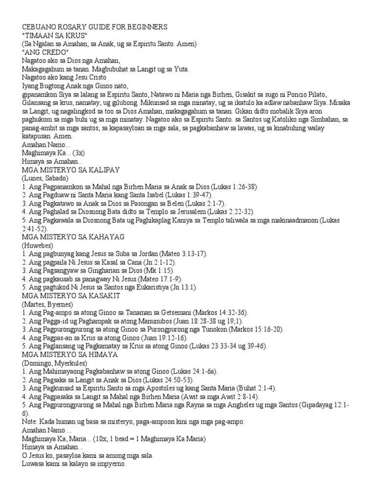 Cebuano Rosary Guide For Beginners | PDF