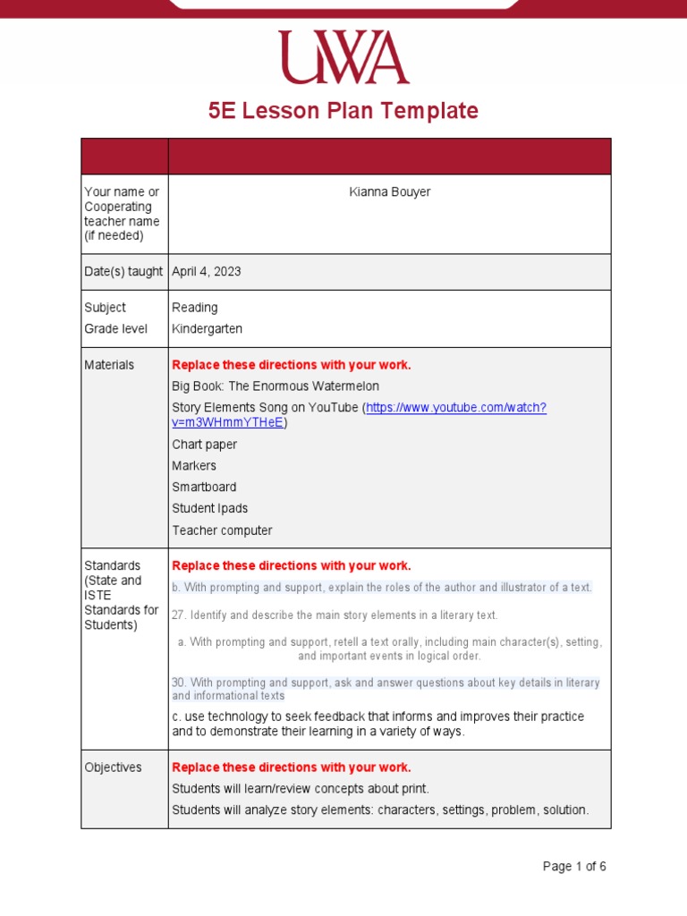 Ed508 Analyzing Story Elements Lesson Plan | PDF | Lesson Plan ...