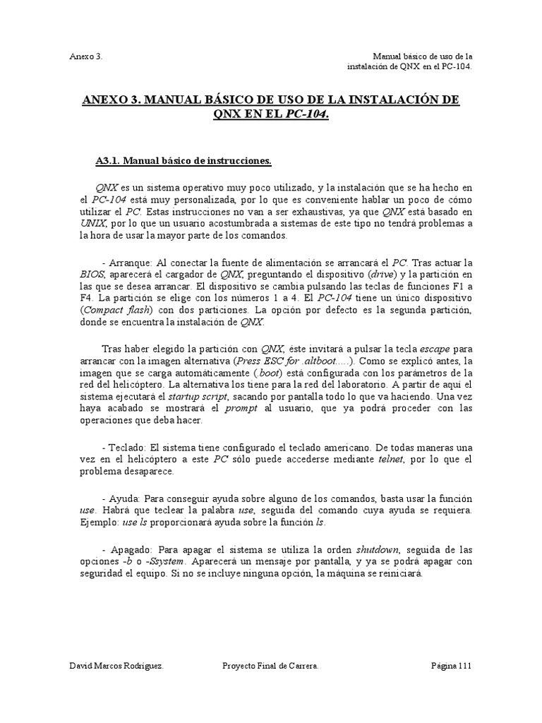 Anexo 3. Manual Básico de Uso de La Instalación de QNX en El Pc-104 ...