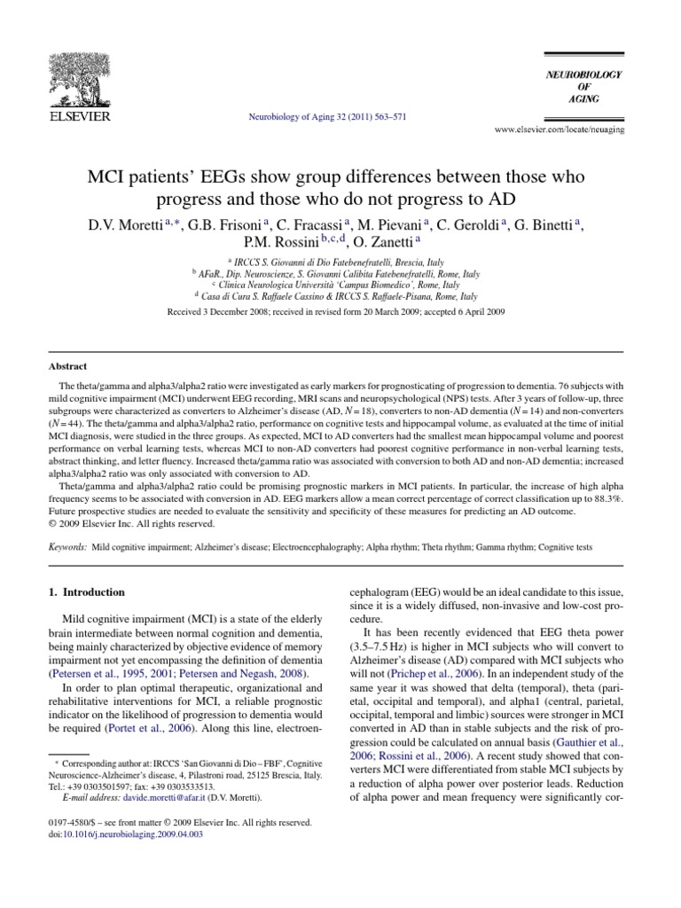 Moretti 2011 | PDF | Electroencephalography | Dementia