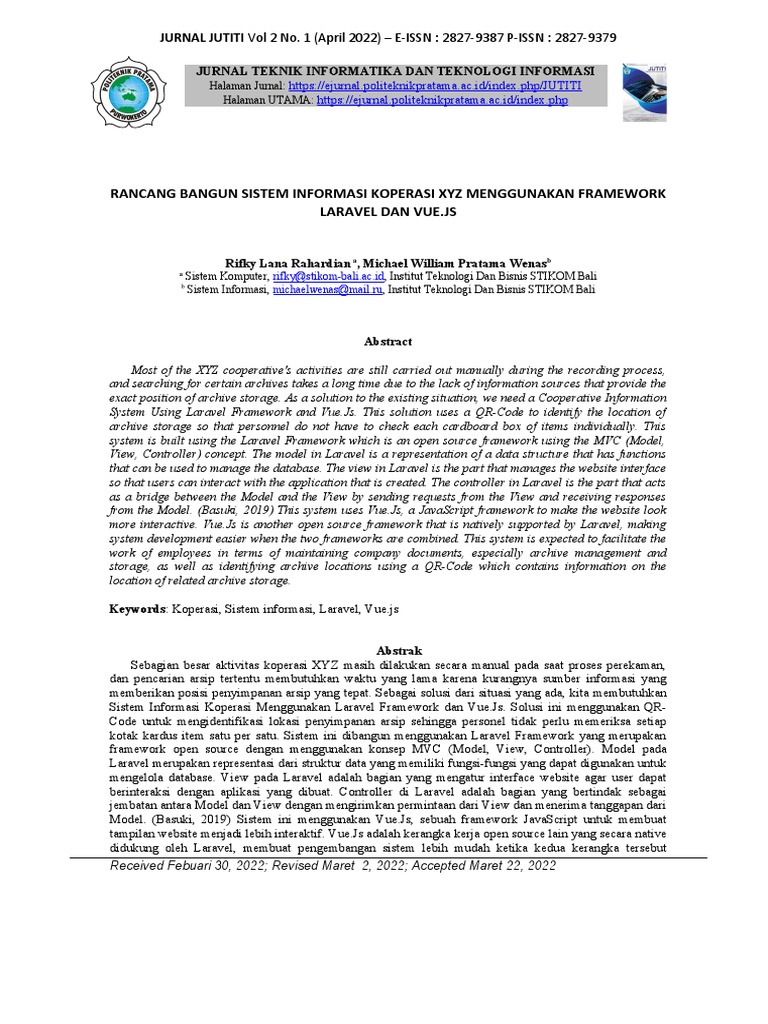 Rancang Bangun Sistem Informasi Koperasi Xyz Menggunakan Framework ...