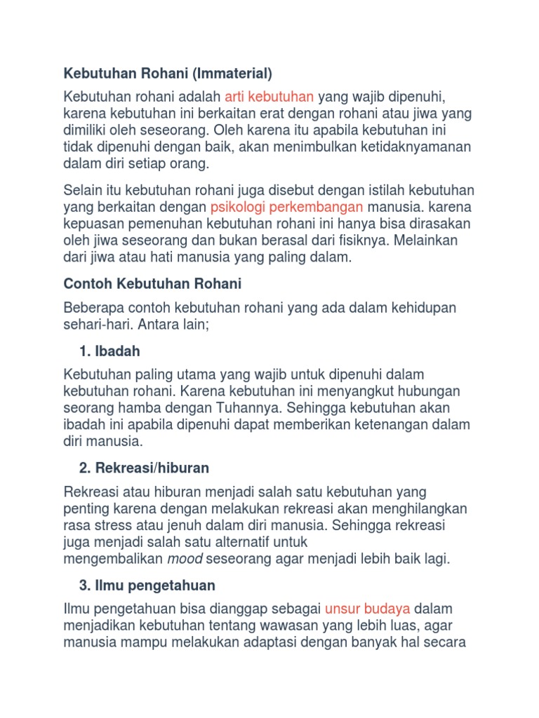 Kebutuhan Rohani | PDF