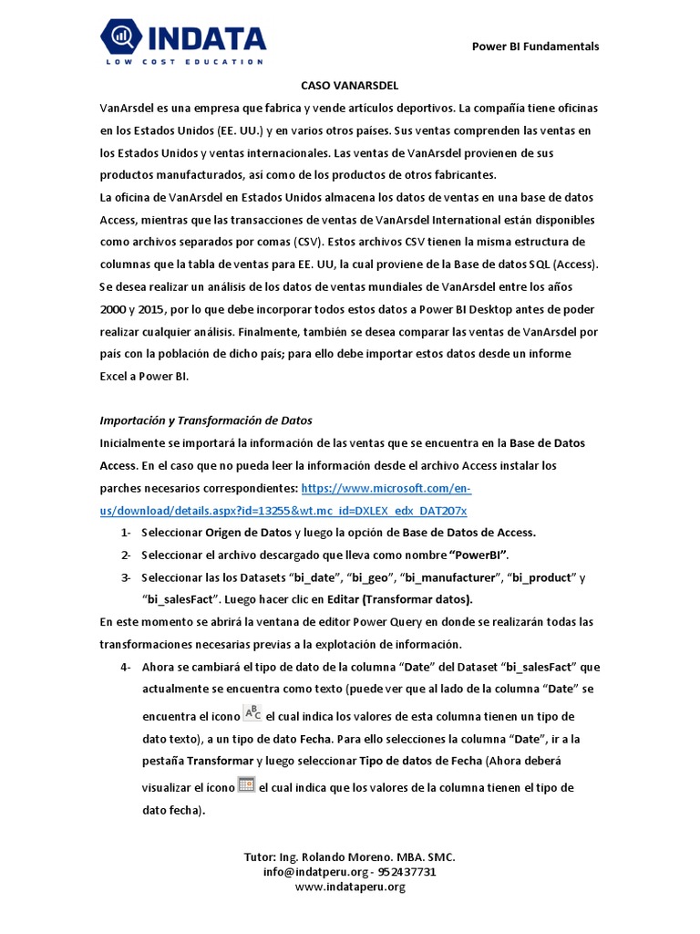 Importación y transformación de datos de ventas mundiales de VanArsdel ...
