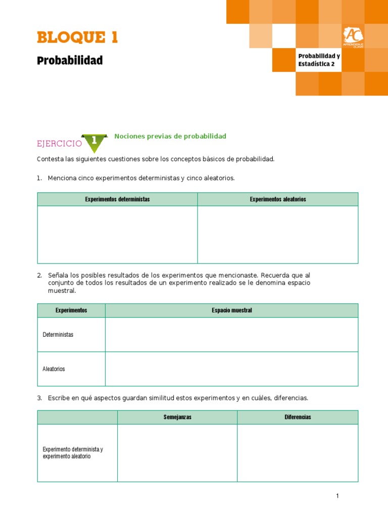 Actividades Bloque 1 | PDF | Probabilidad | Science