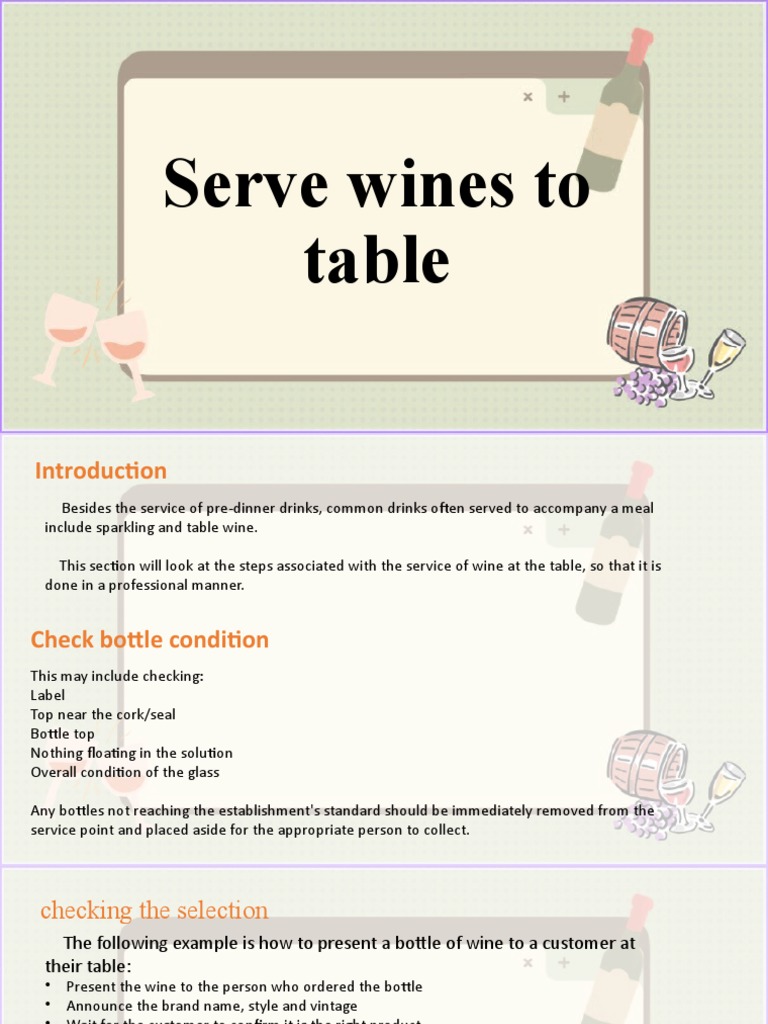 Serve Wines | PDF | Waiting Staff | Wine
