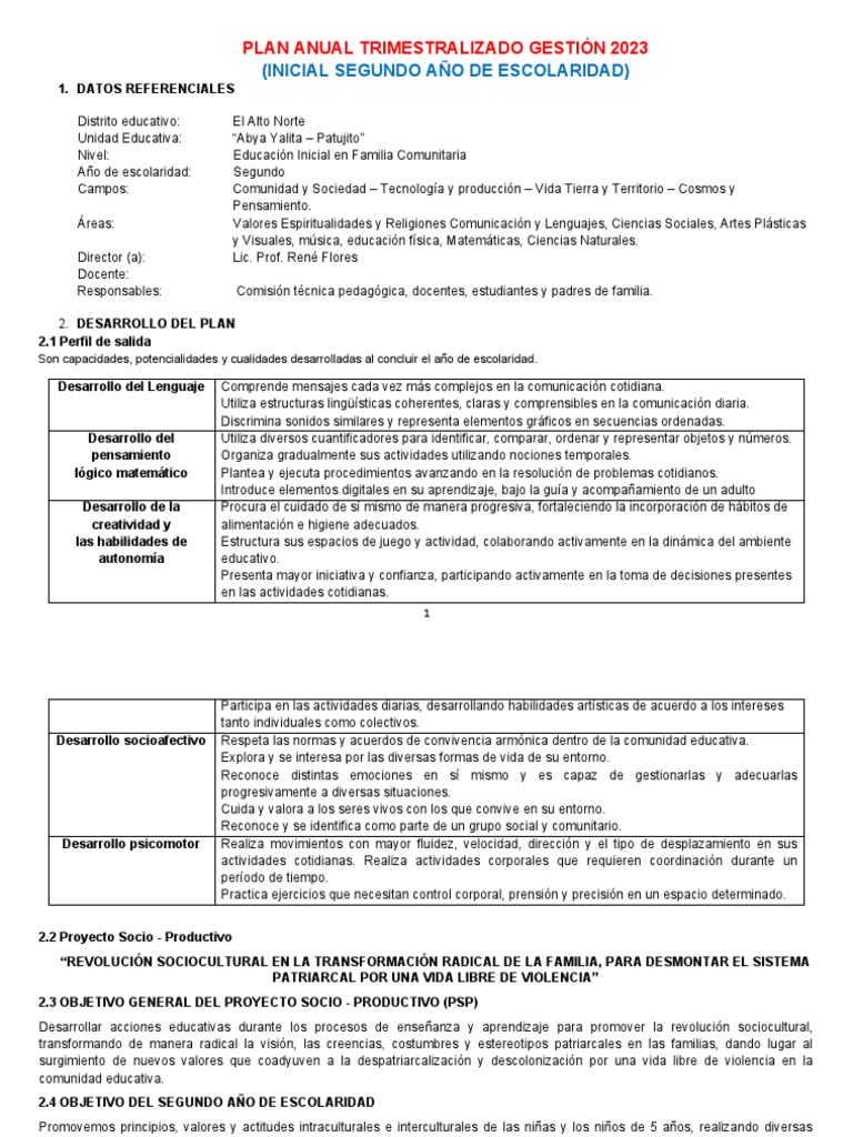 PAT INIAL 2do AÑO DE ESCOLARIDAD | PDF | Aprendizaje | Familia