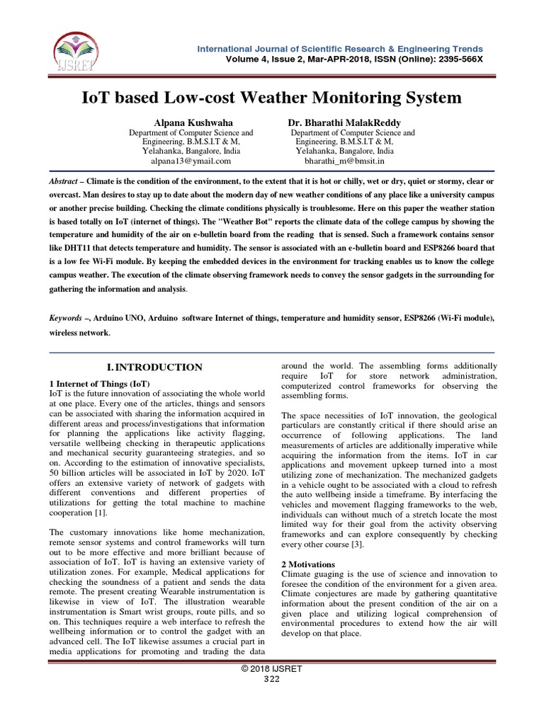 IoT Based Low-Cost Weather Monitoring System | PDF | Internet Of Things | Representational State ...