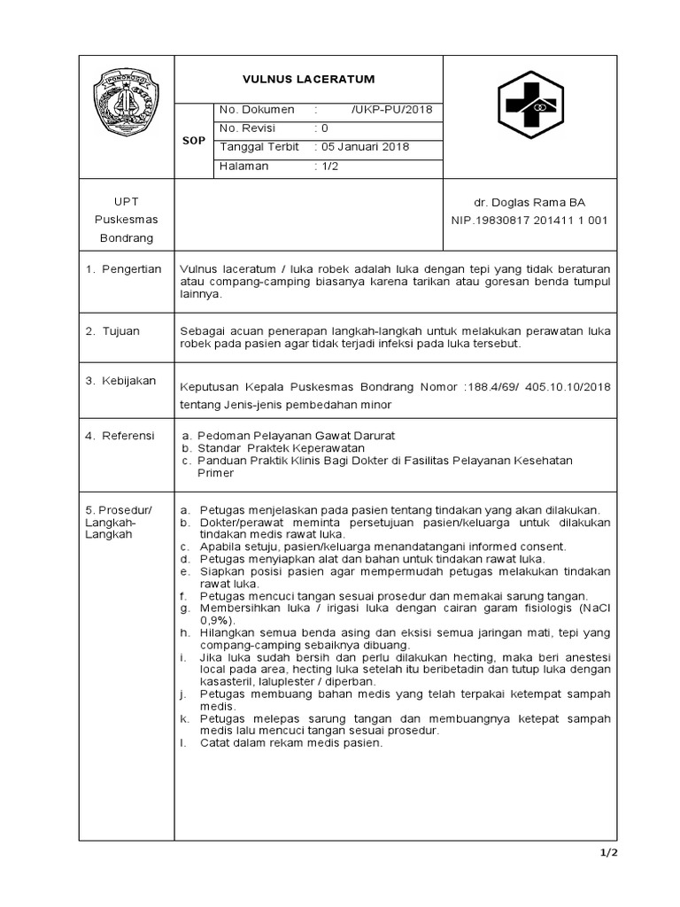 Sop Vulnus Laceratum | PDF