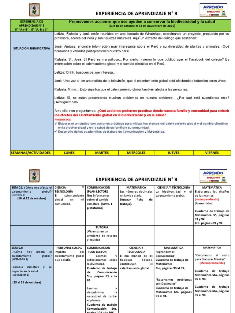 Experiencia de Aprendizaje #9 | PDF | Cambio climático