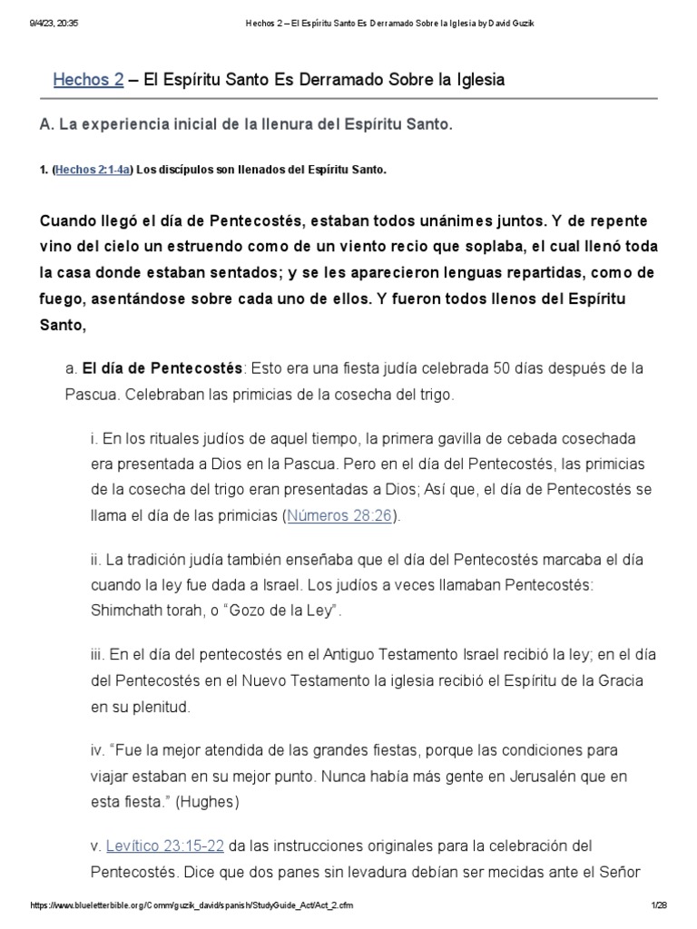 Hechos 2 - El Espíritu Santo Es Derramado Sobre La Iglesia by David ...